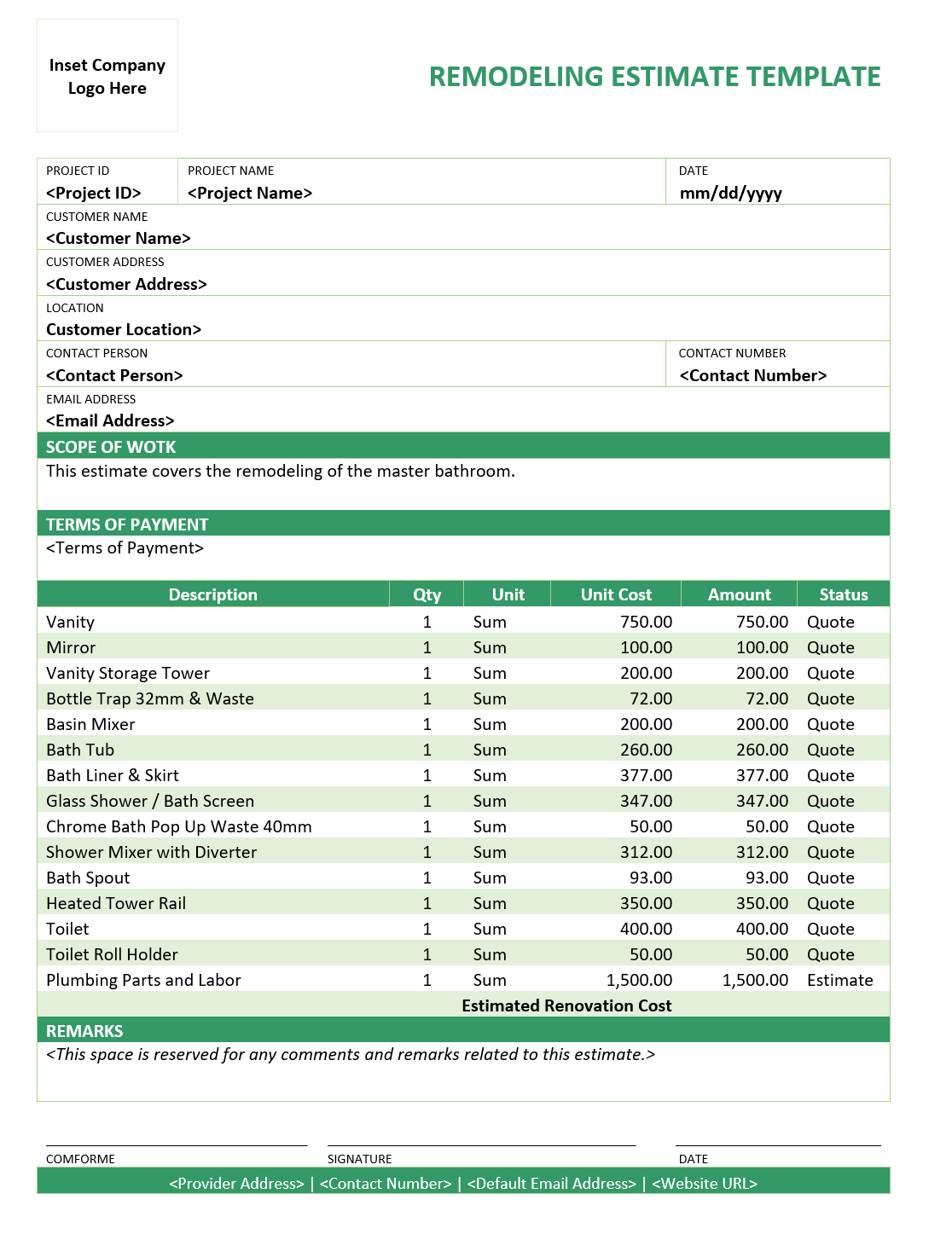 32 Free Estimate Template Hennessy Events