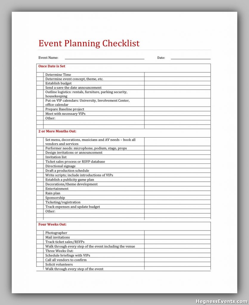 55 Free Event Planning Checklist Template Hennessy Events