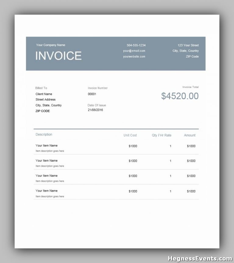 45+ Best Invoice Example Template - hennessy events