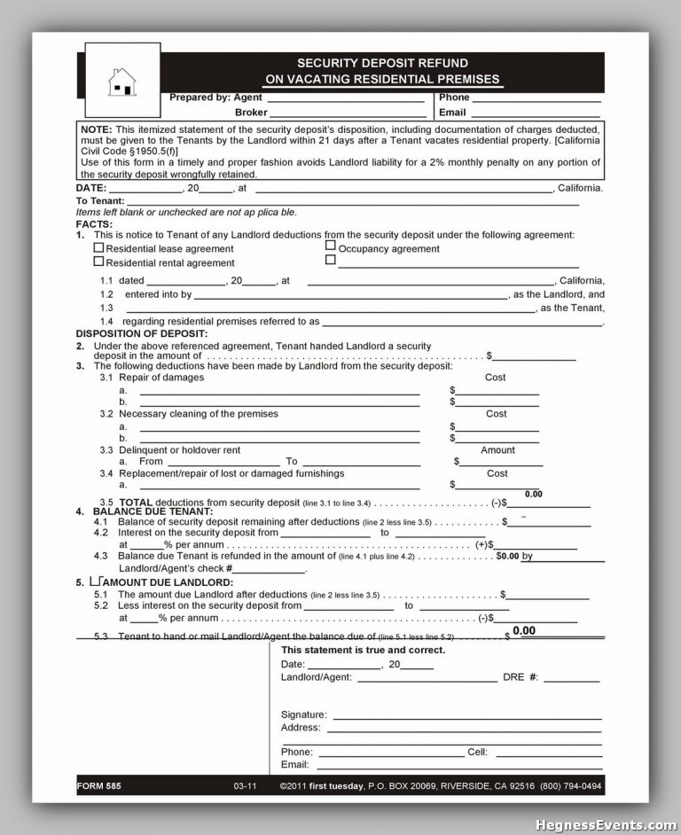 55+ Simple Security Deposit Form For Your Legally Agreement - hennessy ...
