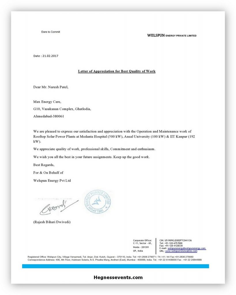 32+ Best Appreciation Letter Template and Writing Tips - hennessy events