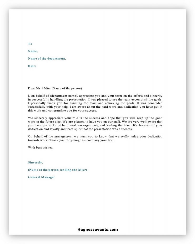 32+ Best Appreciation Letter Template and Writing Tips - hennessy events