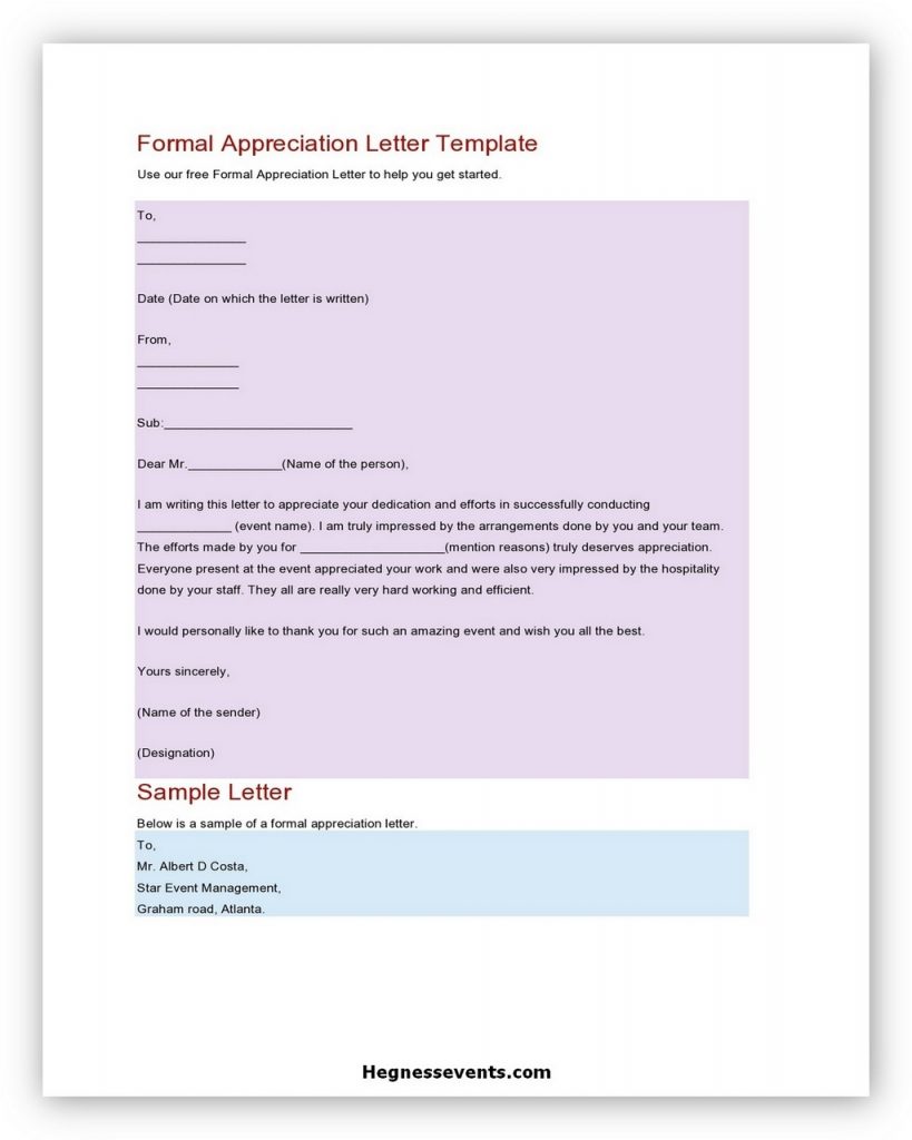 32+ Best Appreciation Letter Template and Writing Tips - hennessy events