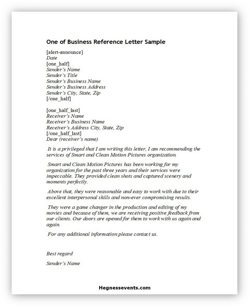 60 Best Letter of Reference Template and How to Write It - hennessy events