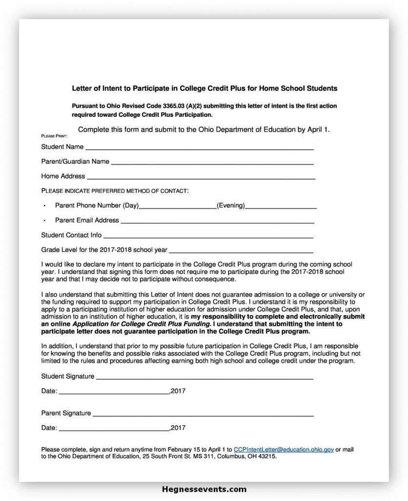 50 Best Sample Letter of Intent Template And How to Write It - hennessy ...