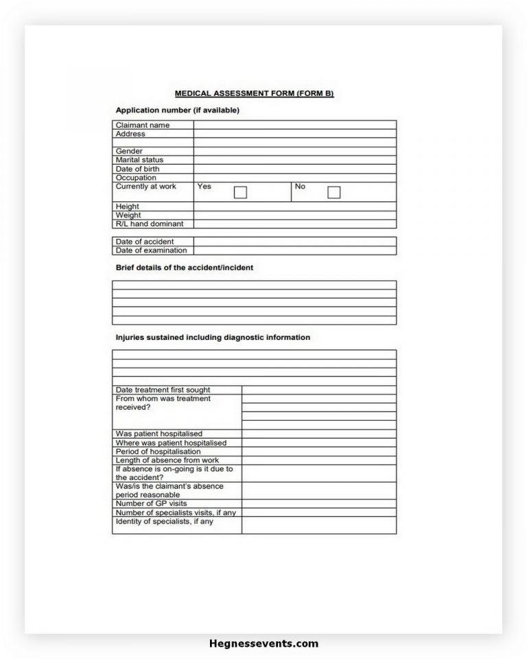 12+ Free Medical Assessment Form Template and The Benefit - hennessy events