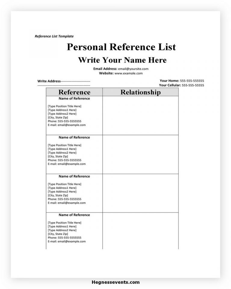 20 Amazing Reference List Template (List of References) - hennessy events