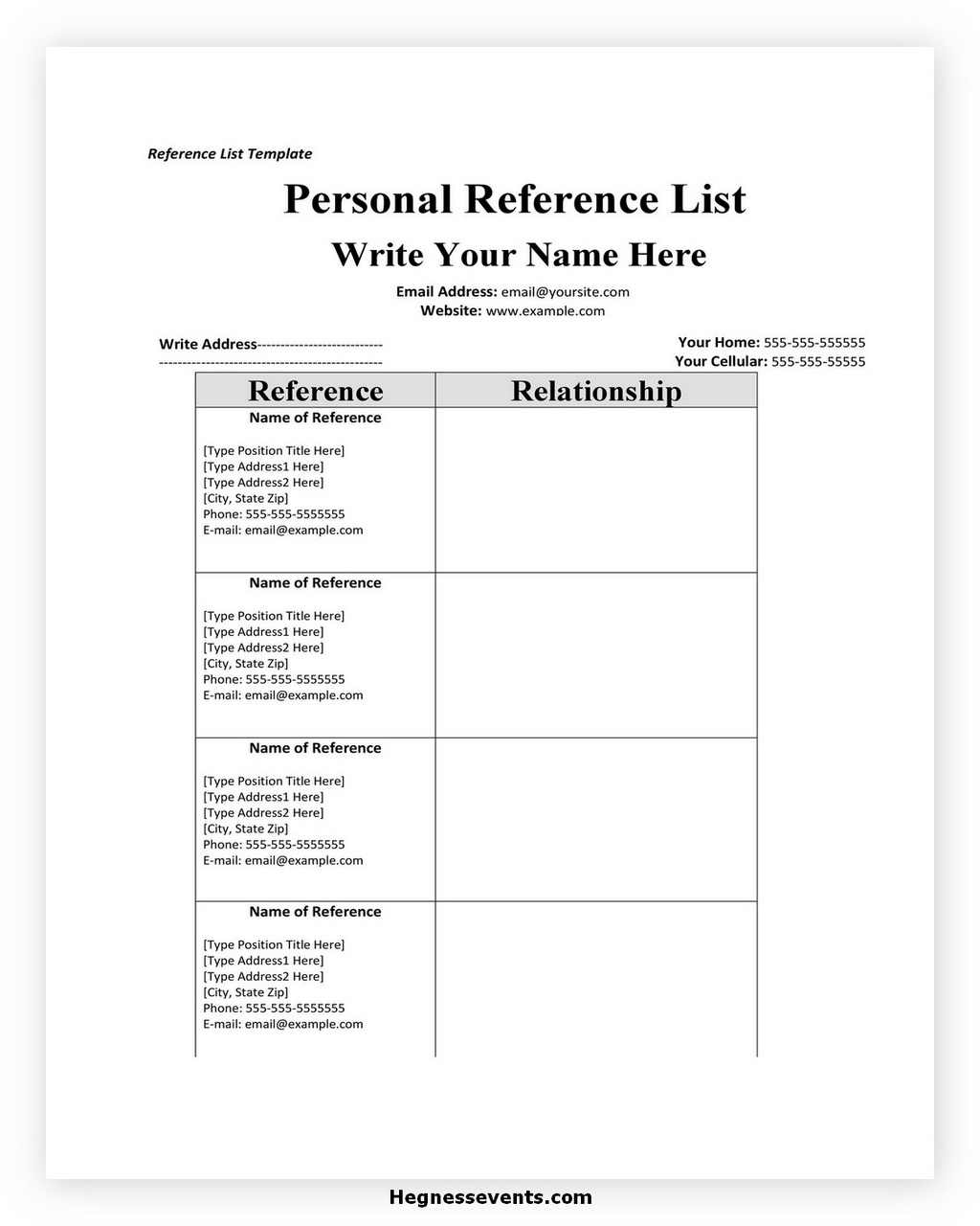 20 Amazing Reference List Template (List of References) - hennessy events