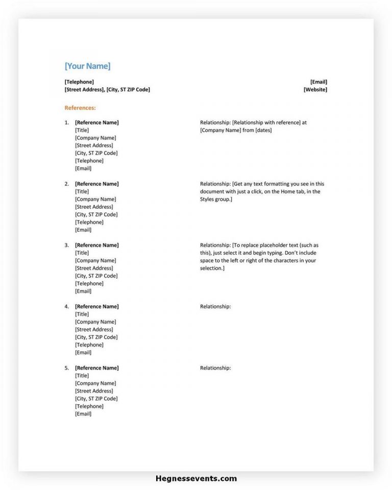 20 Amazing Reference List Template (List of References) - hennessy events