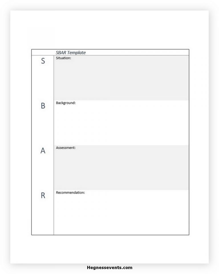 Free 25 SBAR Template for Business - hennessy events