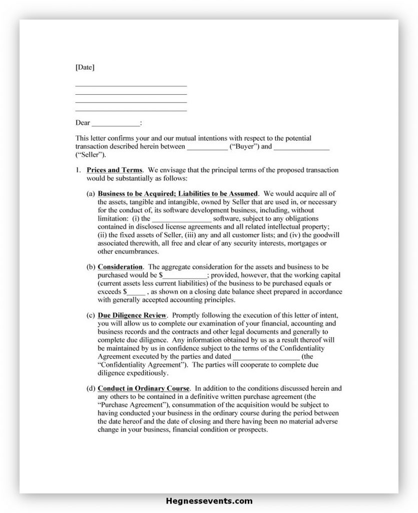 50 Best Sample Letter of Intent Template And How to Write It - hennessy ...