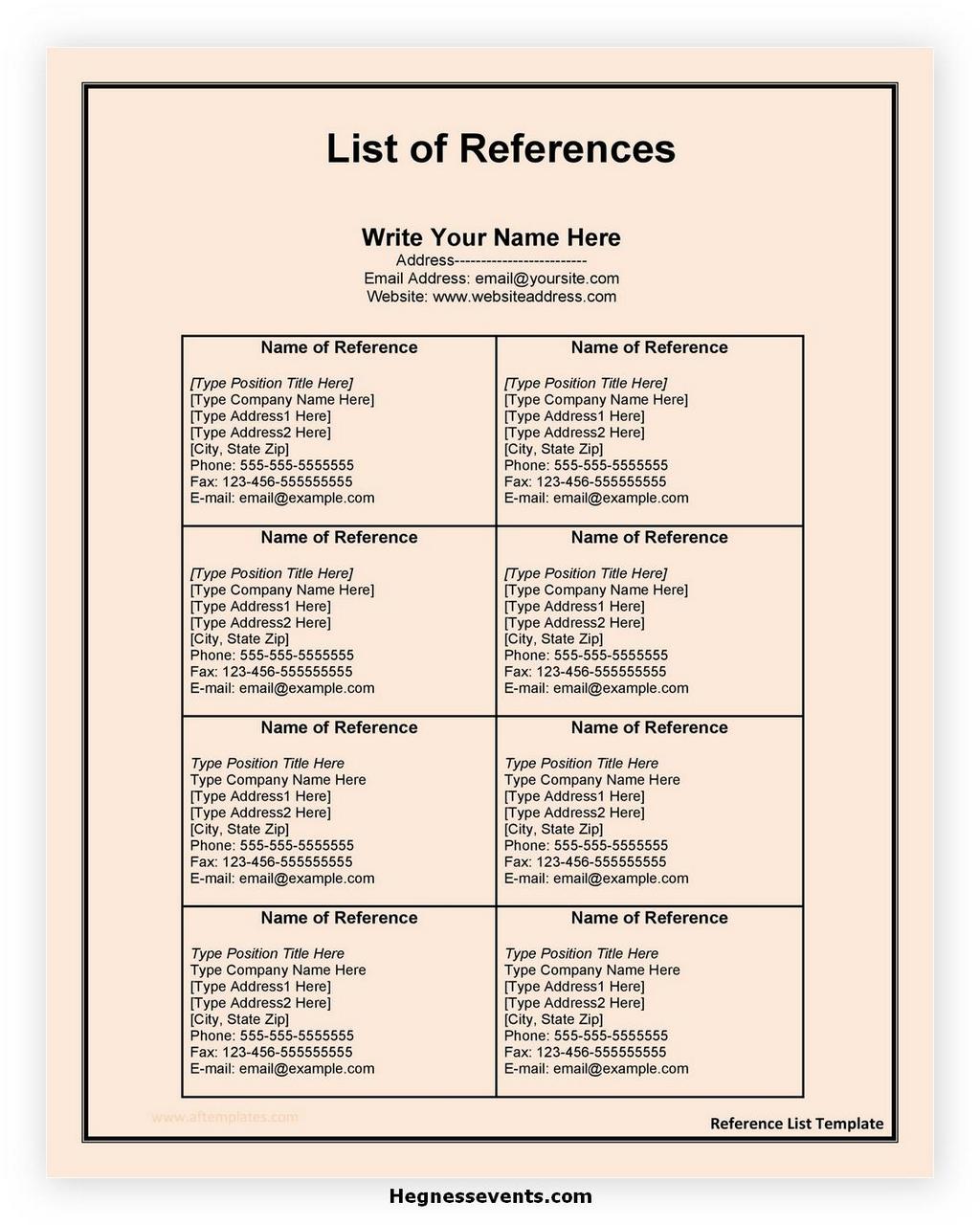 20 Amazing Reference List Template (List of References) - hennessy events