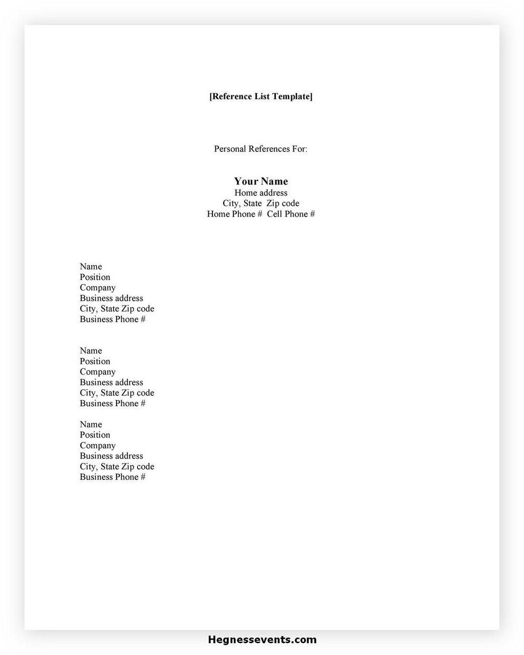 20 Amazing Reference List Template (List of References) - hennessy events